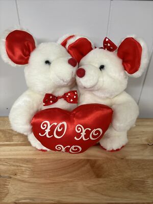 Valentine Plush Mouse Mice XO XO XO Red Bows Tb Trading Co Stuffed ...