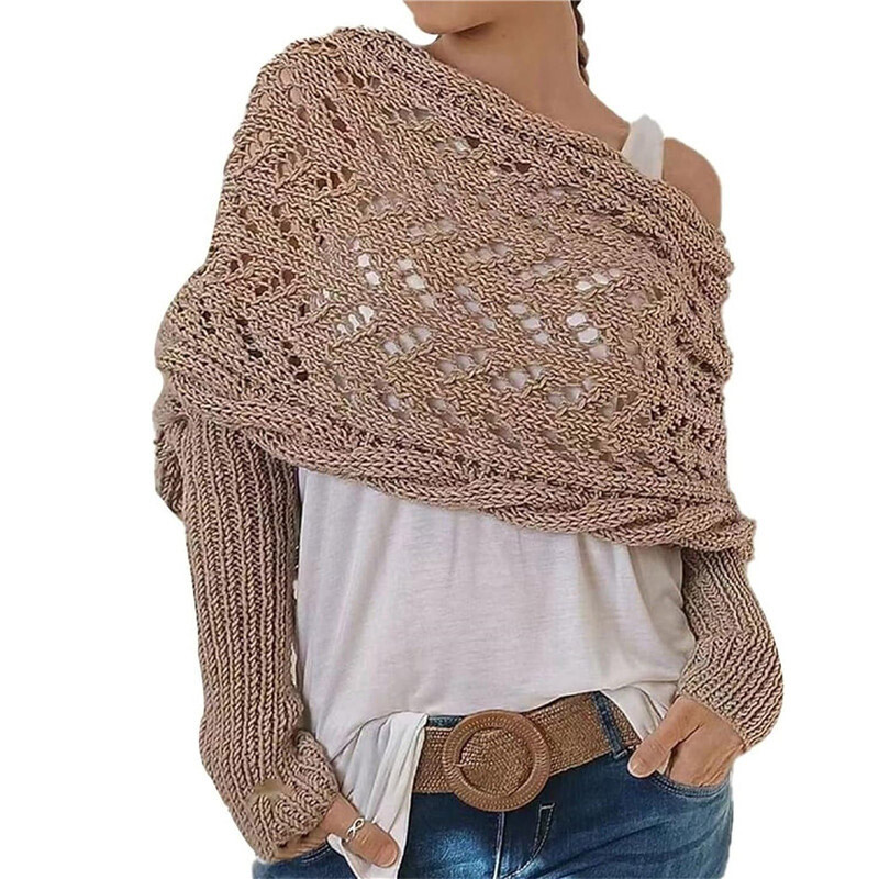 Women Scarf Knitted Warm Sweater Tops Scarves Wrap Winter Shawl with ...