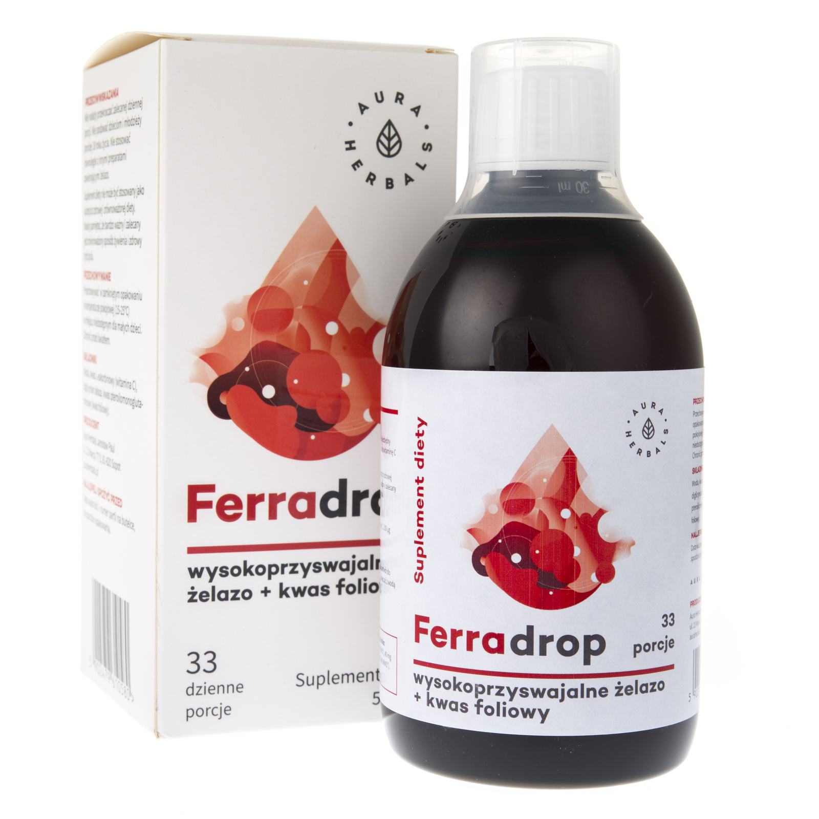 AURA Herbals Ferradrop Liquid Iron Folic Acid 500ml UK Stock Quick ...