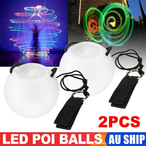 2pcs Round Colorful LED Poi Balls Thrown Ball Belly Dance Accessories ...