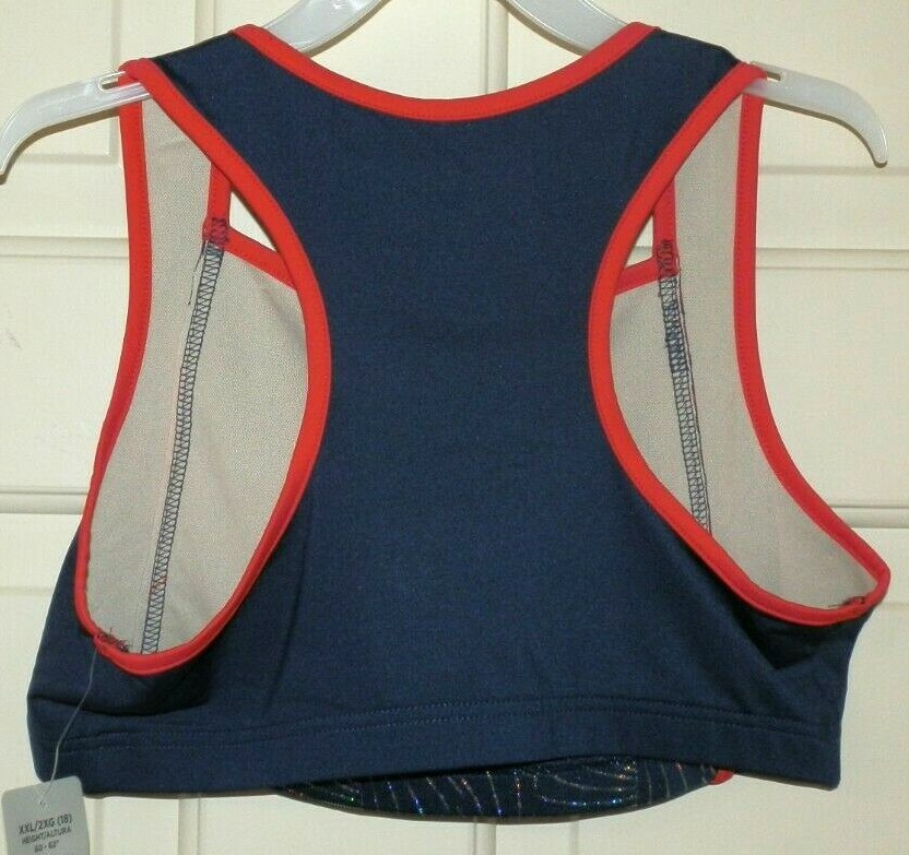 New Girls size Large 10-12 Blue Racerback Bra Top Danskin Now Red Trim ...