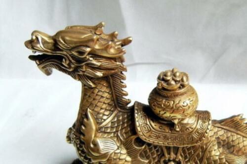 Old Chinese brass hand-carved Dragon Cornucopia statue | eBay