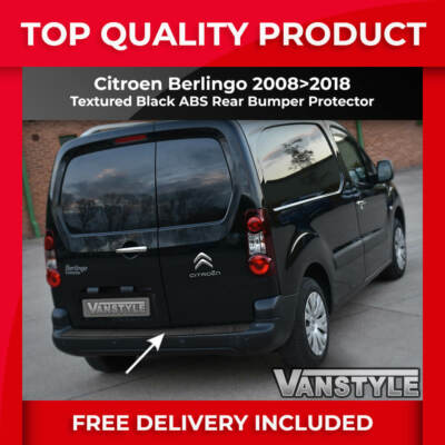 FITS CITROEN BERLINGO 08>18 BLACK ABS REAR BUMPER SILL PROTECTOR COVER ...