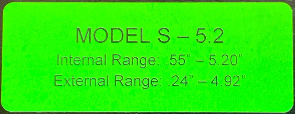 S-5.2 Shallow Test Gage .55”-5.2” Internal Range .24”-4.92” External ...