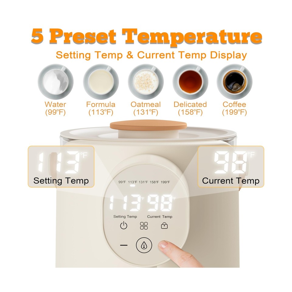 Instant Water Warmer, 2L Baby Formula Dispenser, 5 Temperature Cont ...