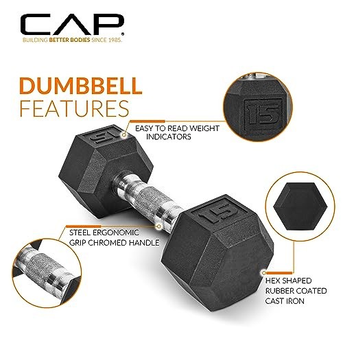 CAP Barbell 150 LB Coated Hex Dumbbell Weight Set with Vertical Rack ...