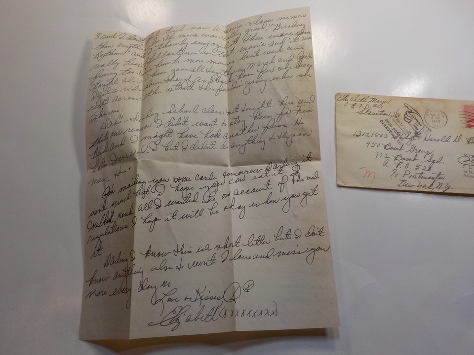 WW2 Letter 1944 Missing In Action 450th Bomb Group Staunton Virginia ...