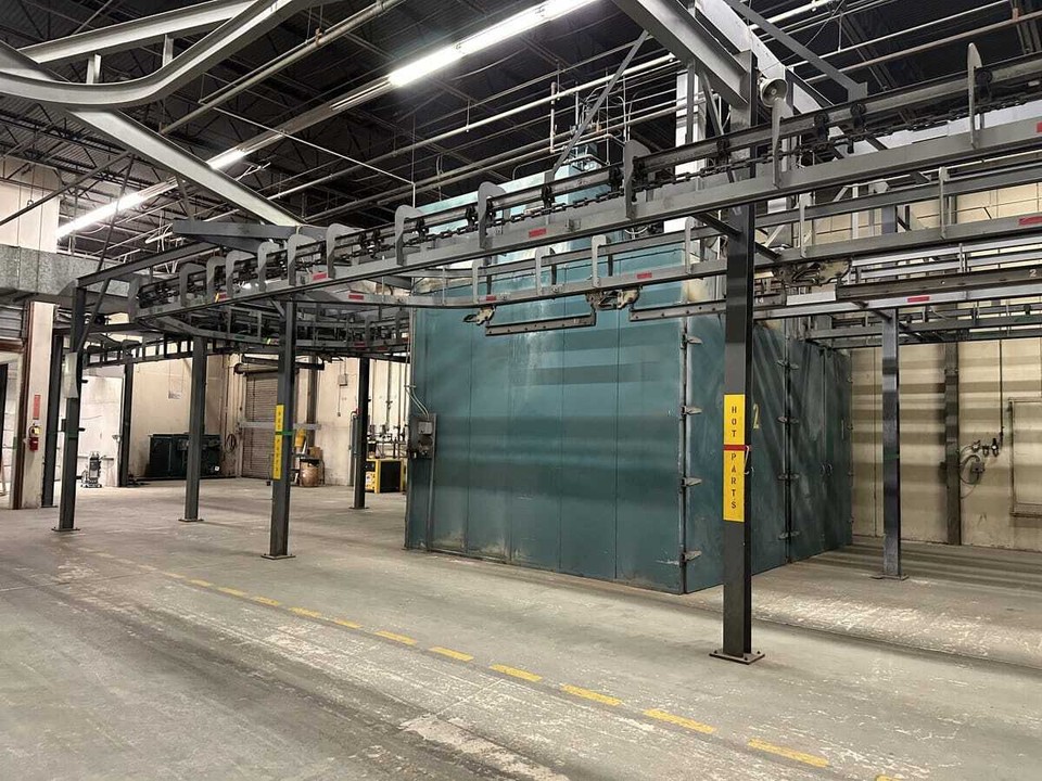 Complete Powder Coating Line: (1) Nordson Powder Coating Booth, (2) TEC ...