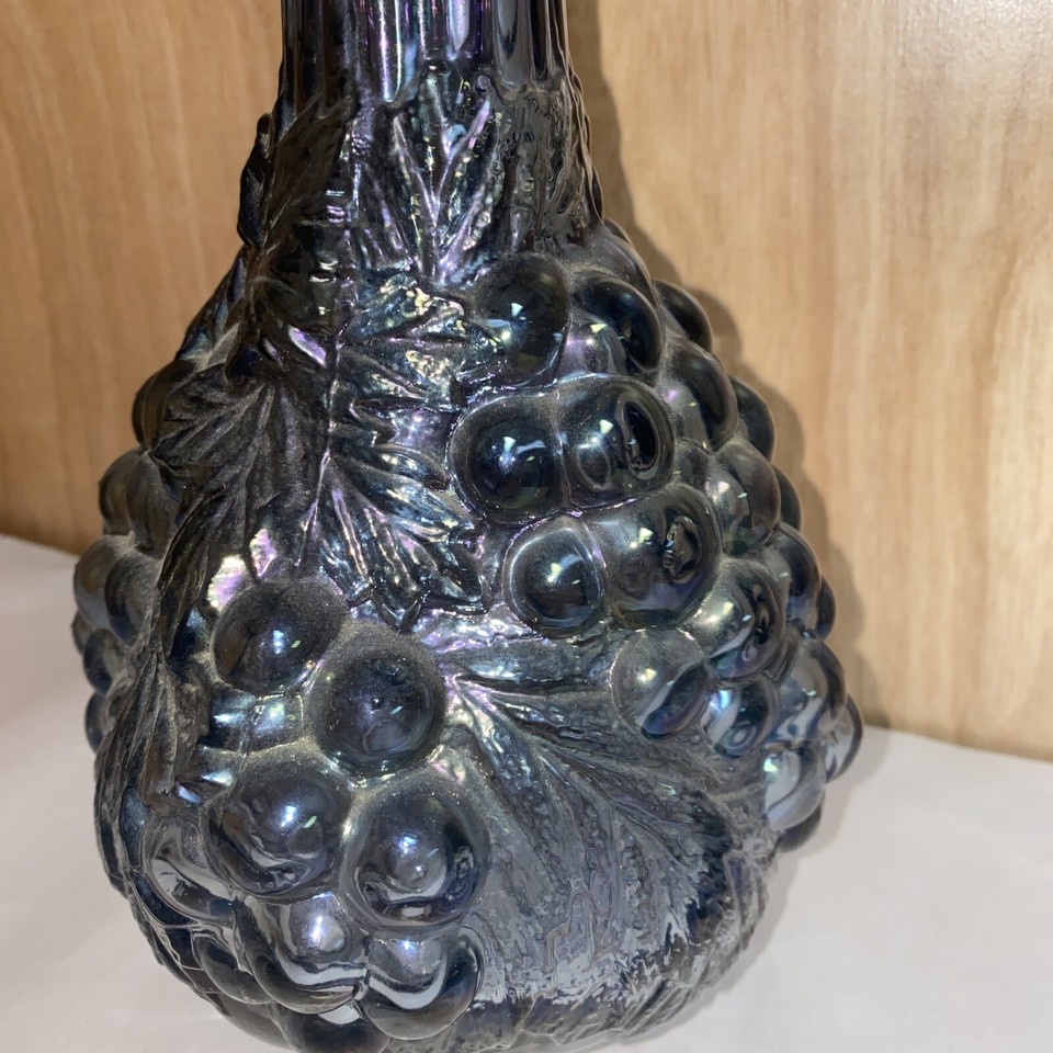 Antique Rare Flat Bottom Purple Imperial Grape Wine Decanter Carnival ...