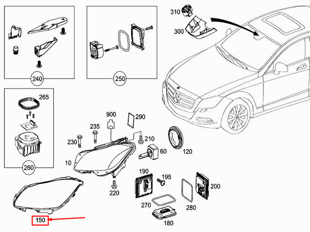MERCEDES-BENZ CLS C218 FRONT LEFT HEADLAMP SEALING FRAME A2188260158 ...
