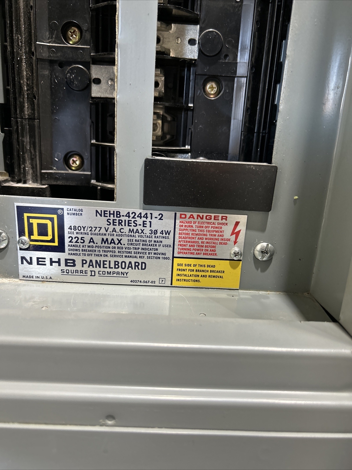 NEHB42441-2 225 Amp Panelboard 480Y/277 V 3 PH 4 Wire | eBay
