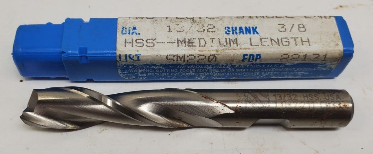 NEW-Niagara HSS End Mill-EDP#22131-13/32" Dia. x3/8" Shank-2 Flute ...