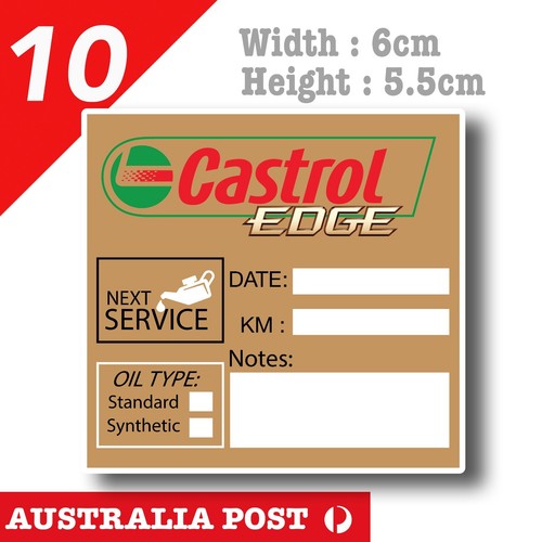 CASTROL EDGE Oil Change Service Reminder x10 Black , Cars Vans Stickers ...