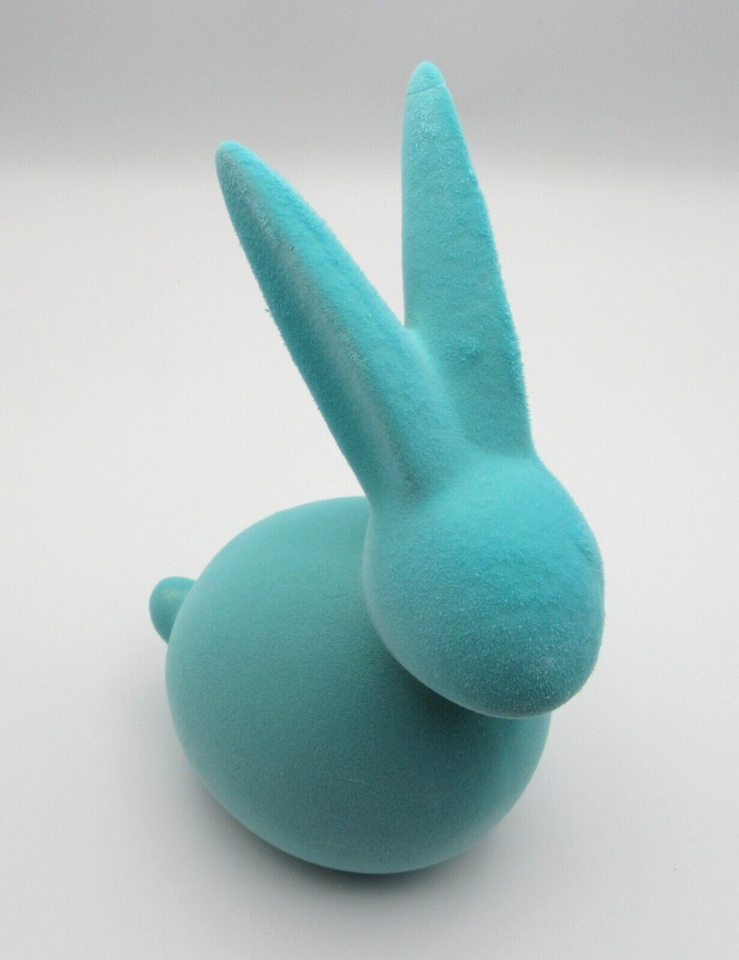 TEAL BLUE CERAMIC FLOCKED BUNNY RABBIT FIGURINE EASTER DÉCOR NEW | eBay