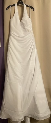 David’s Bridal Wedding Dress Size 12 NWT Halter Georgette L9486 | eBay