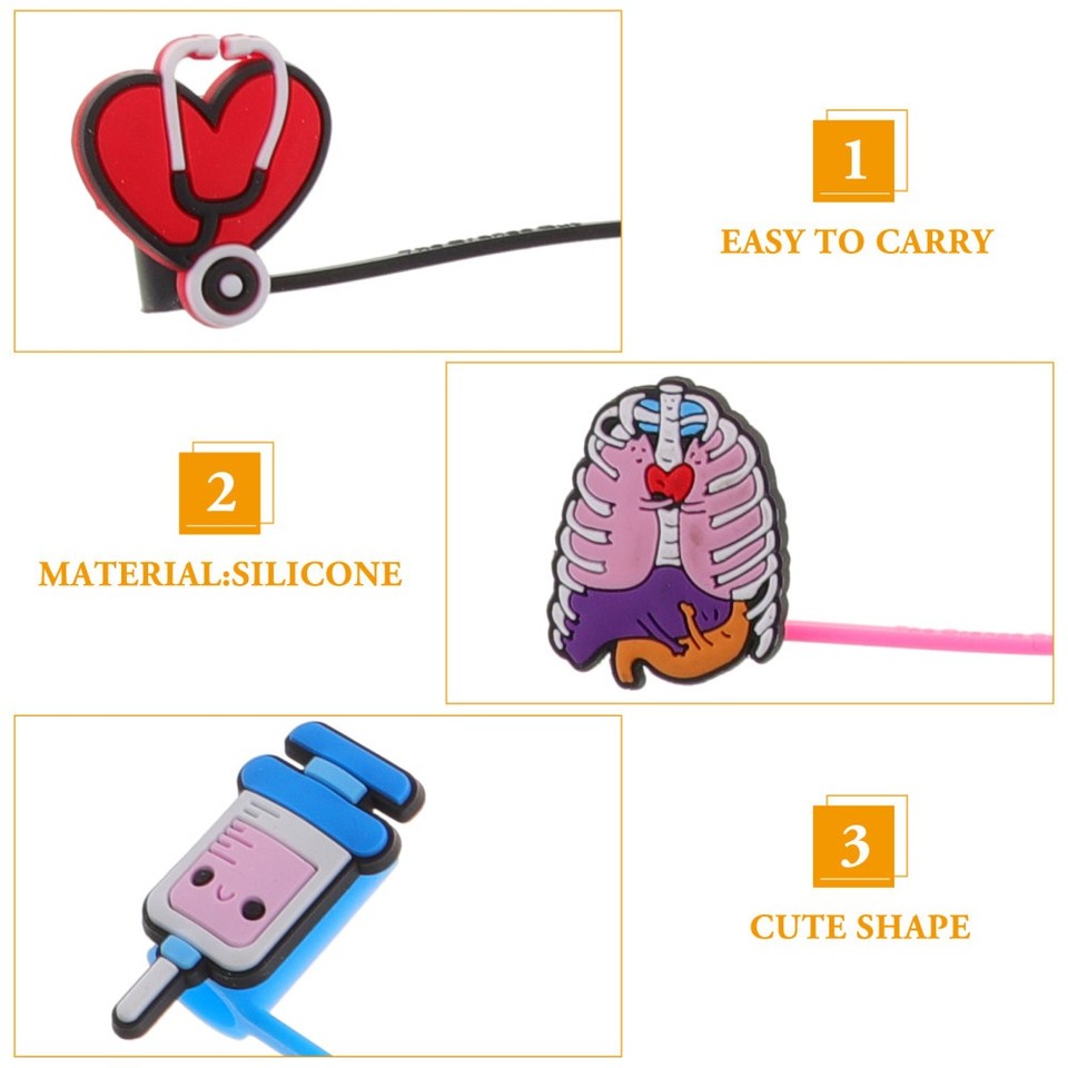 12 Pcs Silicone Straw Tips Reusable Caps Cute Covers Nursing Toppers ...