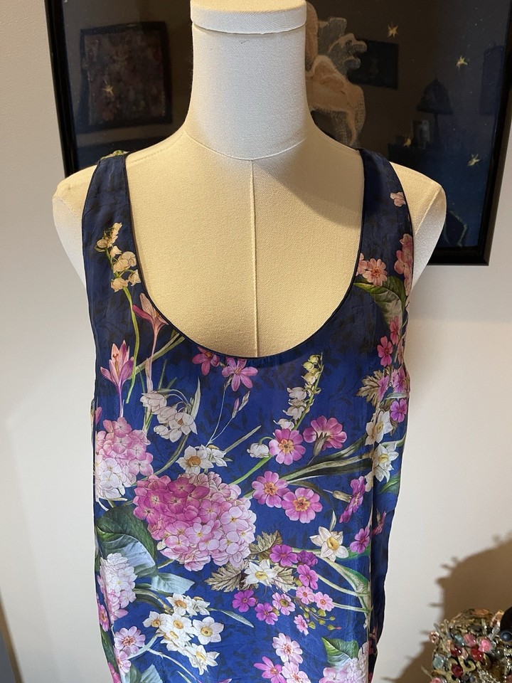 Johnny Was Sleeveless Blue Floral Blouse Tank Top Size Medium | eBay