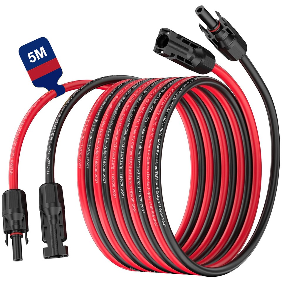 Solar Panel Extension Cable PV Cable Wire DC Rated 4mm² 6mm² 1 Pair ...