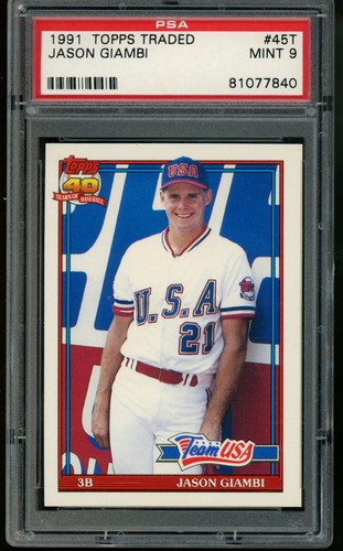 1991 TOPPS TRADED JASON GIAMBI #45T ROOKIE CARD PSA 9 MINT TEAM USA ...