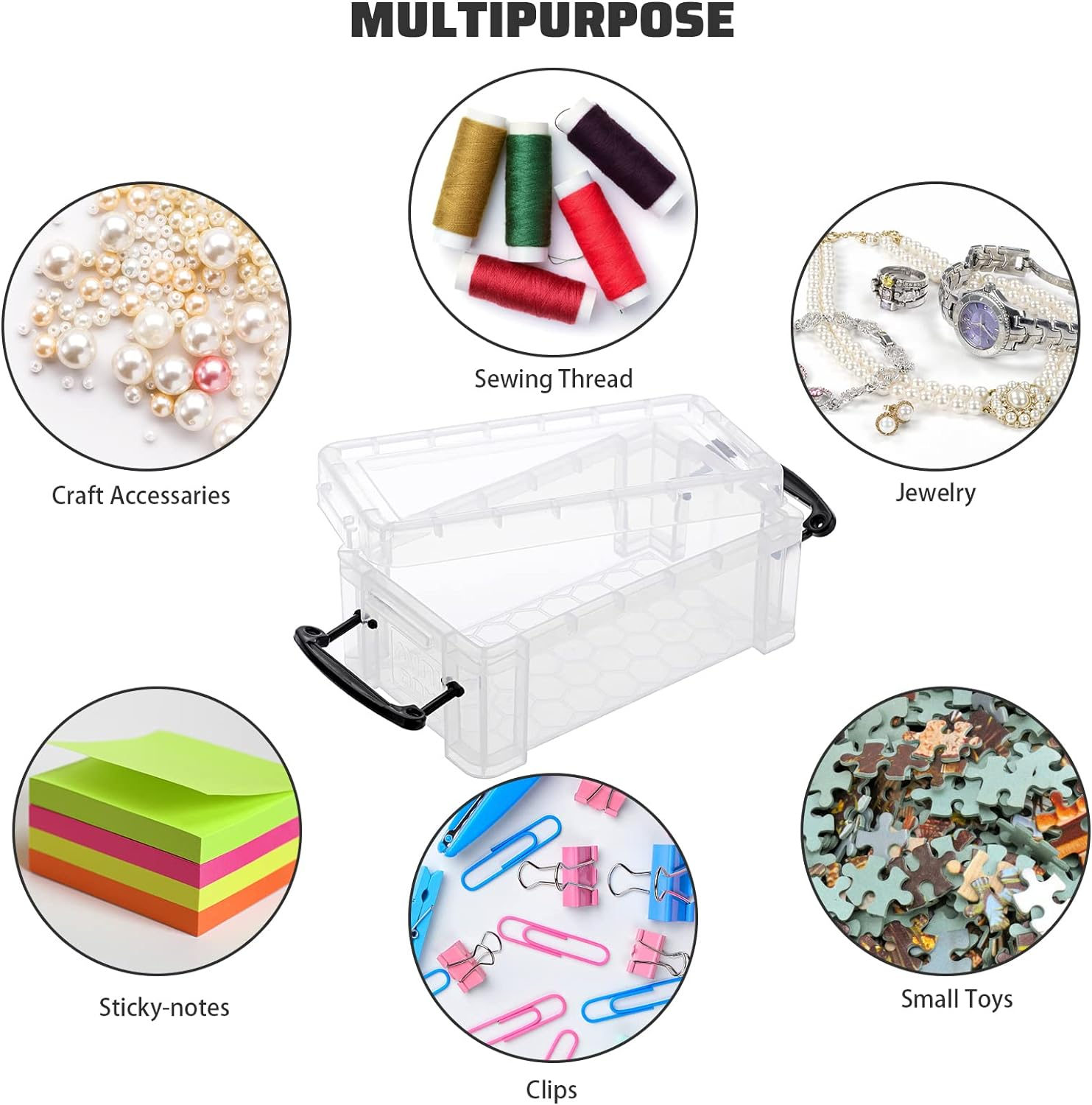 6 Pack Small Clear Plastic Storage Box with Lid Mini Sewing Box ...