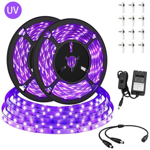 2 Pack 33FT 600LEDs LED UV Black Strip Purple Light 12V Ultraviolet ...