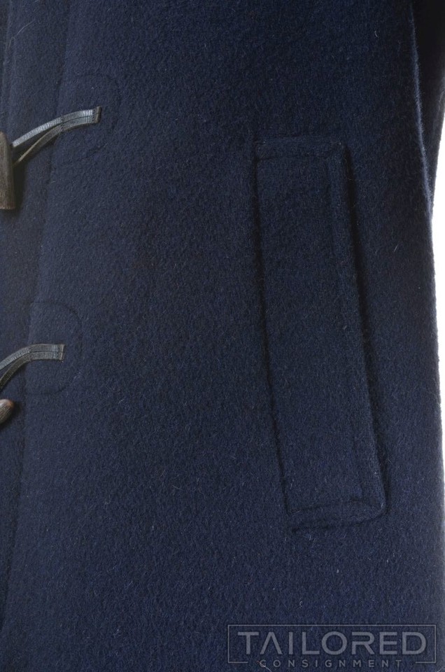 GLOVERALL Solid Blue Wool Hooded Toggle English Duffle Over Coat - 40 | eBay