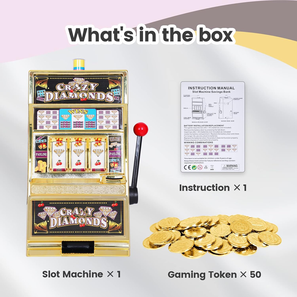 | Jumbo Slot Machine plus 50 Metal Gaming Coin Tokens - for Adults and ...