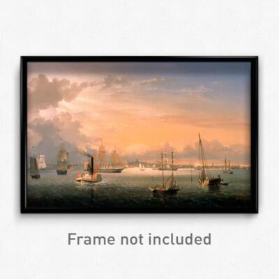 Fitz Henry Lane - Boston Harbor Print 11x17 Art Poster | eBay