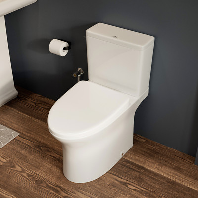 16.5" Elongated Rear Outlet Toilet, 1.28GPF Tornado Flush with ...