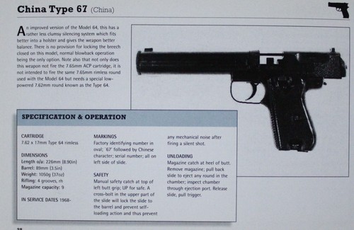 China Type 67 Gun Pistol Picture Out of Print Firearm Spec Sheet Decor ...