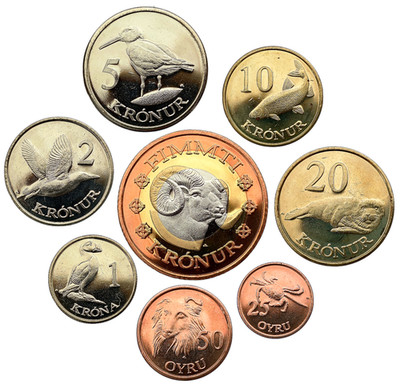 FAROE ISLANDS SET OF 8 COINS 25 OYRU – 50 KRONER 2011 ANIMALS ...
