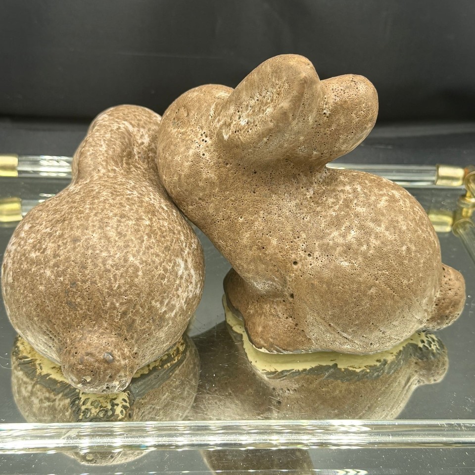 McCarty Pottery Set of 2 Nutmeg Cuddle Bunnies Rabbit Bunny Signed ...