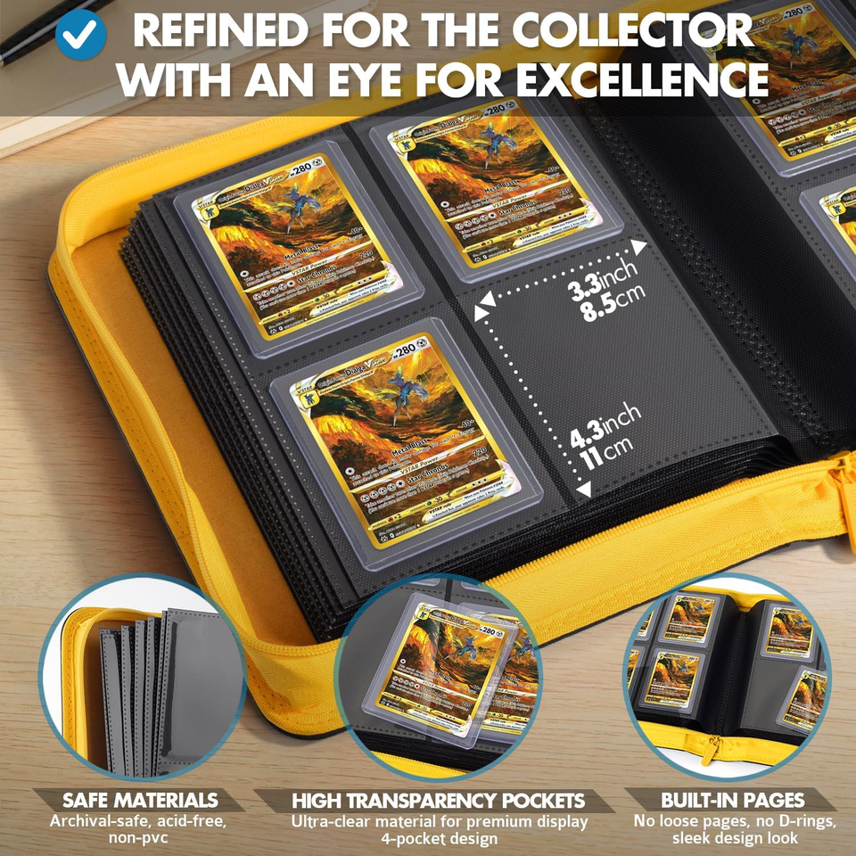 Toploader Binder – 4 Pocket Trading Card Binder for 128 Top Loaders ...