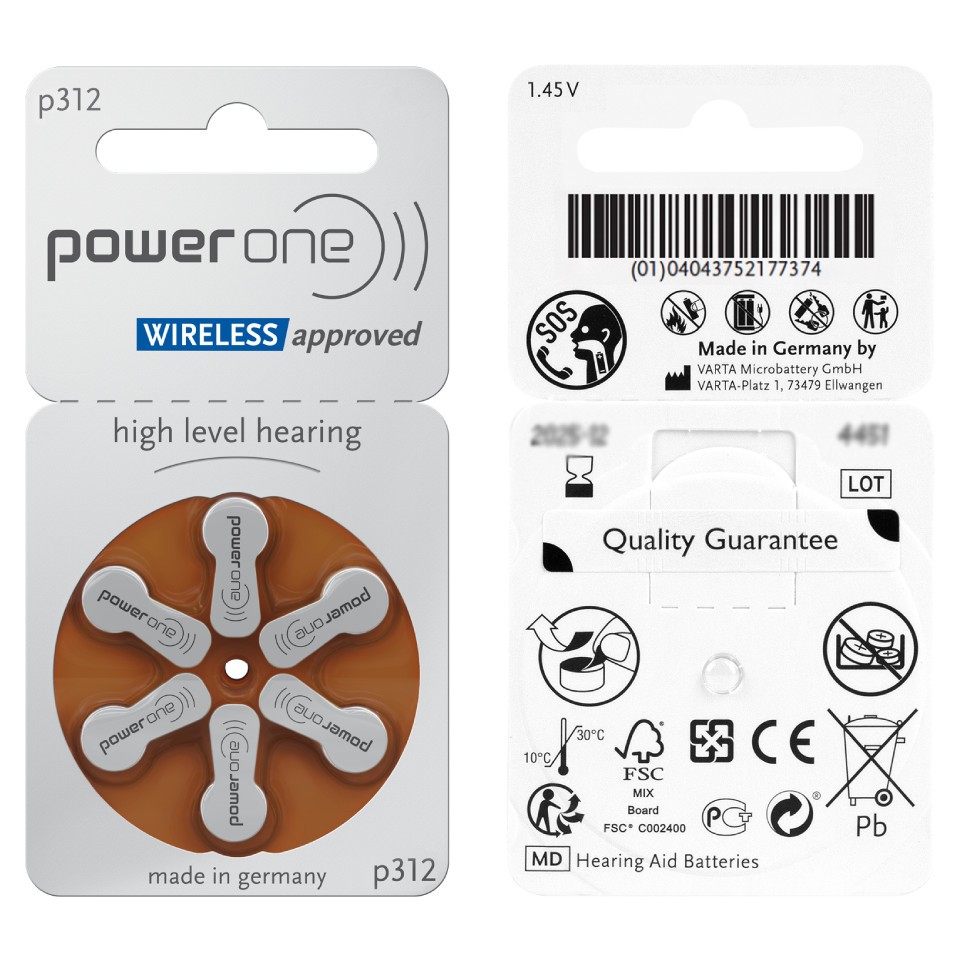 180 pcs p312 PR41 312 Powerone wireles Card 1.5V Zinc Air Hearing Aid ...