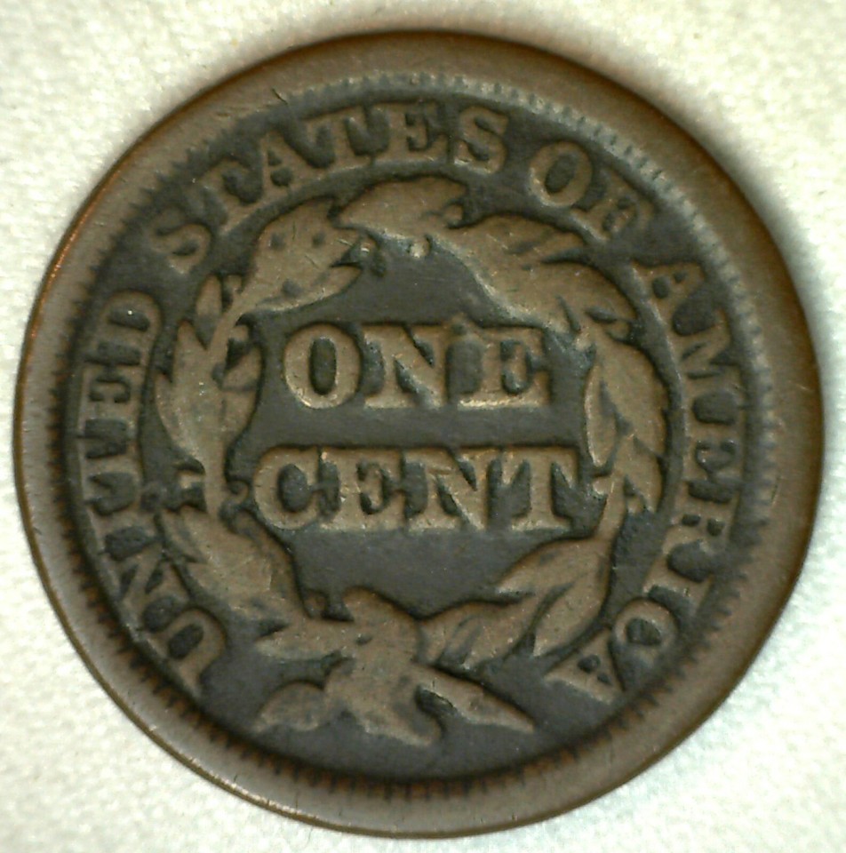 1848 Braided Hair US Large Cent 1c US Type Coin Good Circulated One ...