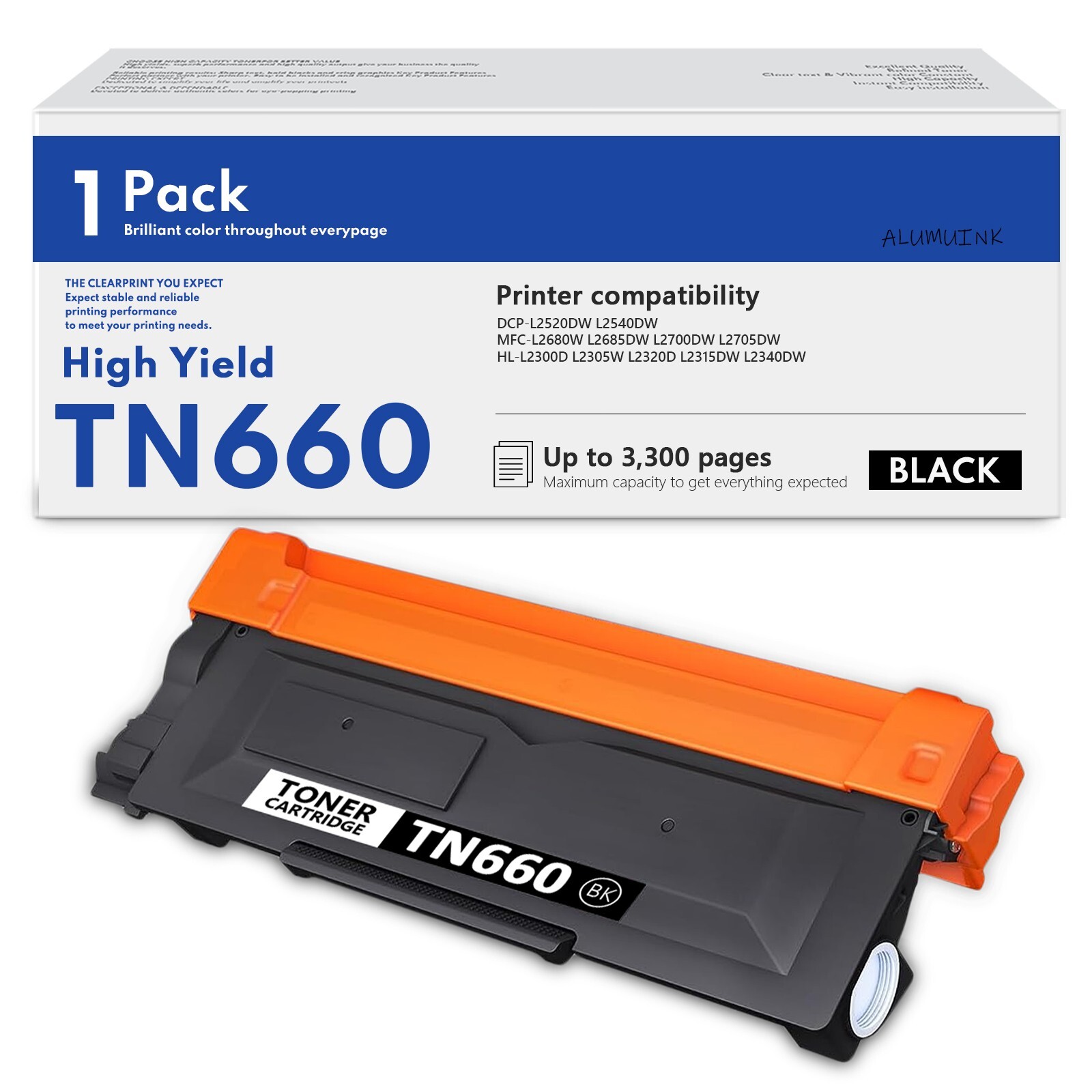 TN660 High Yield Toner Cartridge Black Replacement for Brother HL ...