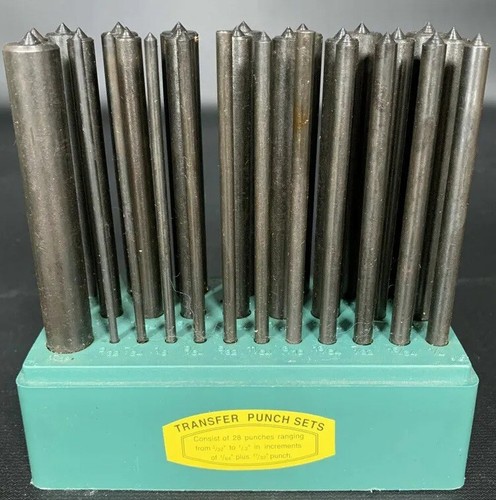 TRANSFER PUNCH SET 28 Pc 3/32 to 1/2 In Stand, Unbranded Heavy Duty EUC ...