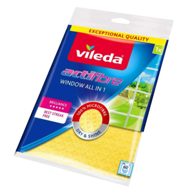 Vileda Actifibre 100% Microfibre Cloth for Cleaning Window / Glass ...