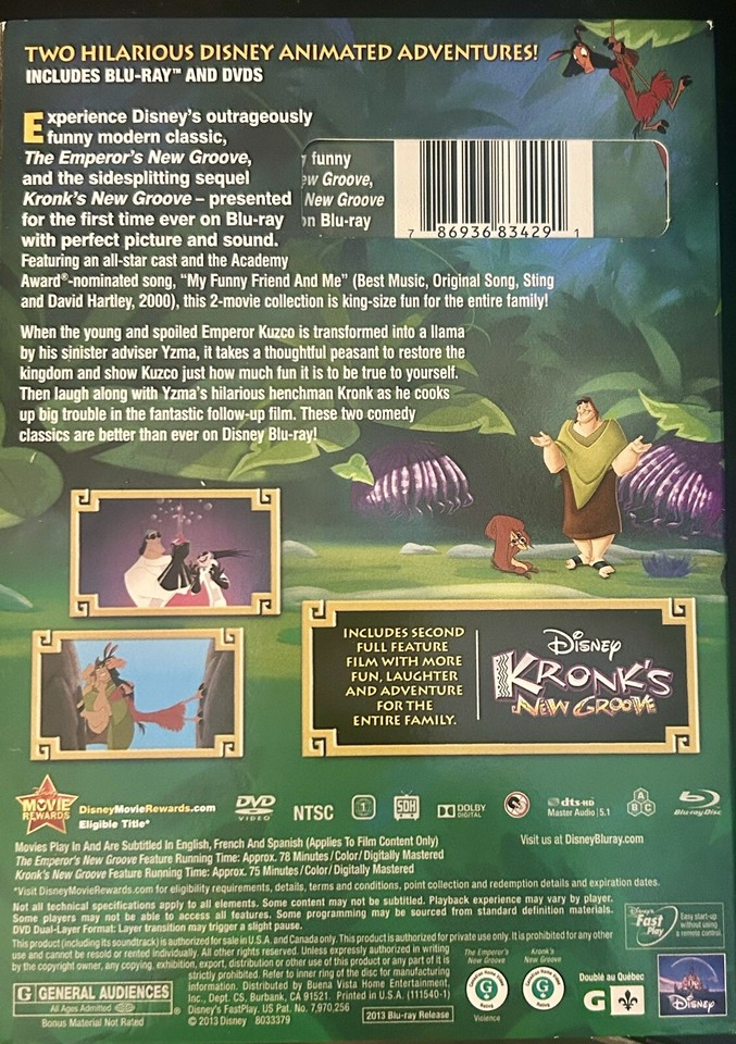 Disney The Emperor's New Groove & Kronks New Groove (3-Disc DVDs+Blu ...