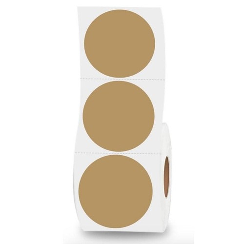 Roll of 500 Brown Circle Round Thermal Printer Label Self-Adhesive ...