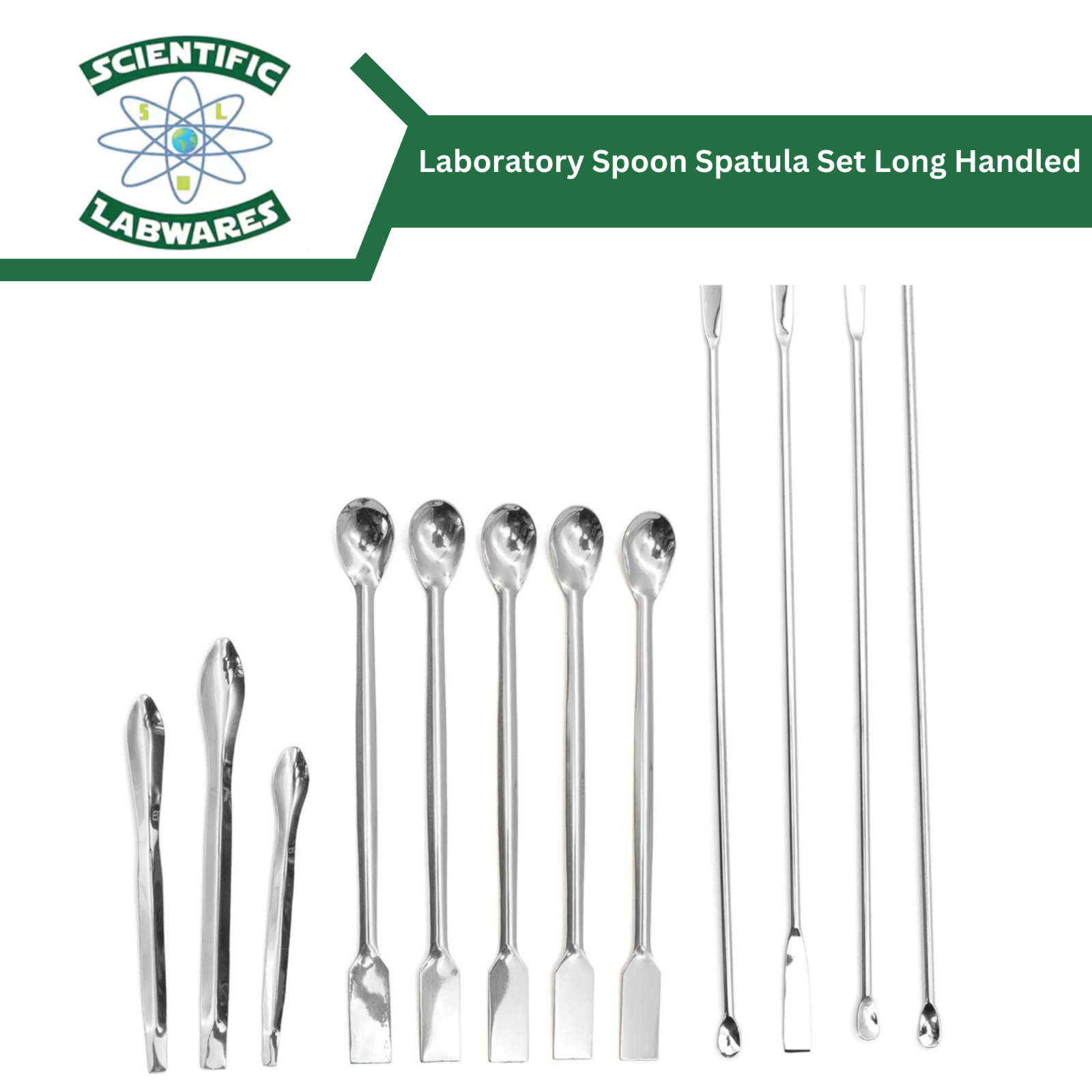 Scientific Labwares Stainless Steel Laboratory Spoon Spatula Set Long ...