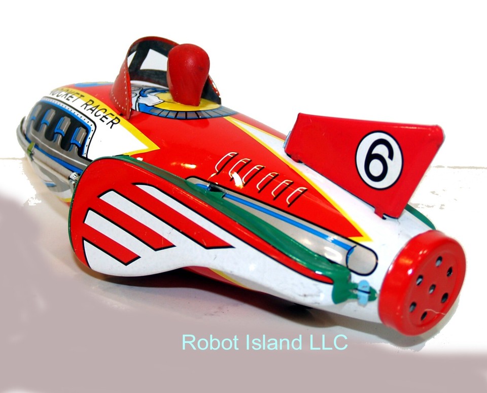 Tin Toy Rocket Racer Space Ship with Engine Sound Friction Power #6 | eBay