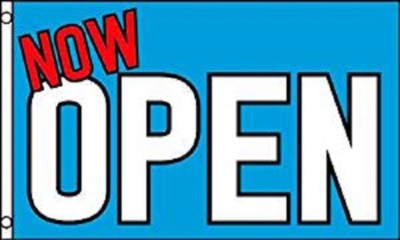 3x5 Advertising Now Open Light Blue Flag 3'x5' Banner Grommets Fade ...