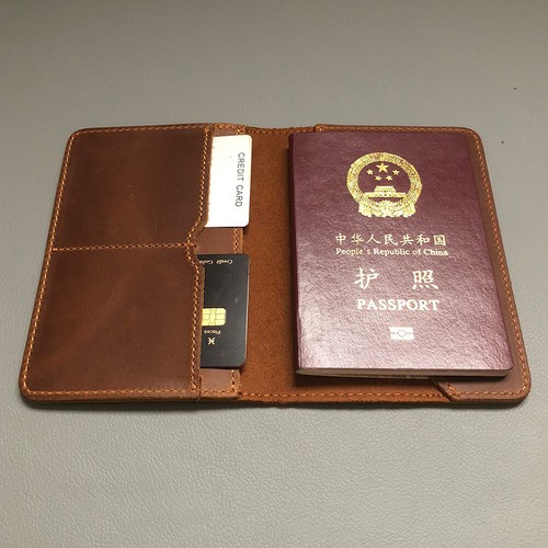 Genuine Leather Passport Card Holder USA Travel Wallet RFID Blocking ...