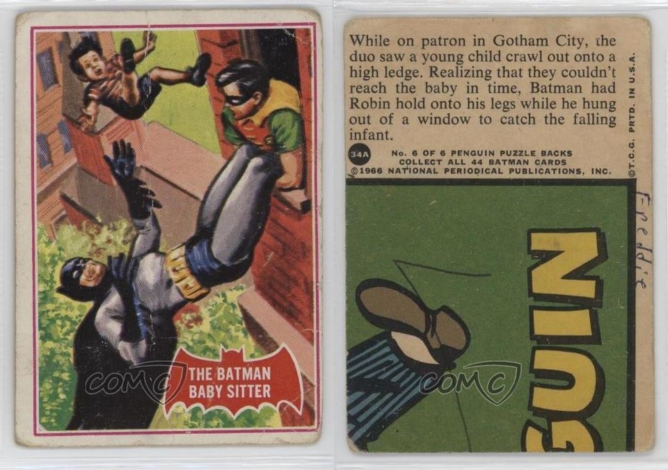 1966 Topps Batman A Series (Red Bat Logo) The Batman Baby Sitter #34A ...