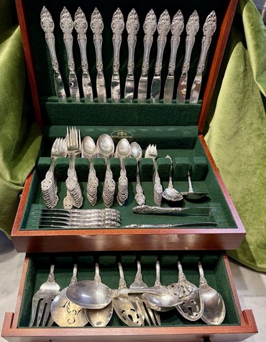 Vienna Reed & Barton 12 Place Settings + Serving Pieces Sterling Silver ...