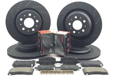 FOR TESLA MODEL 3 (5YJ3) DRILLED FRONT REAR BRAKE DISCS BREMBO PADS ...