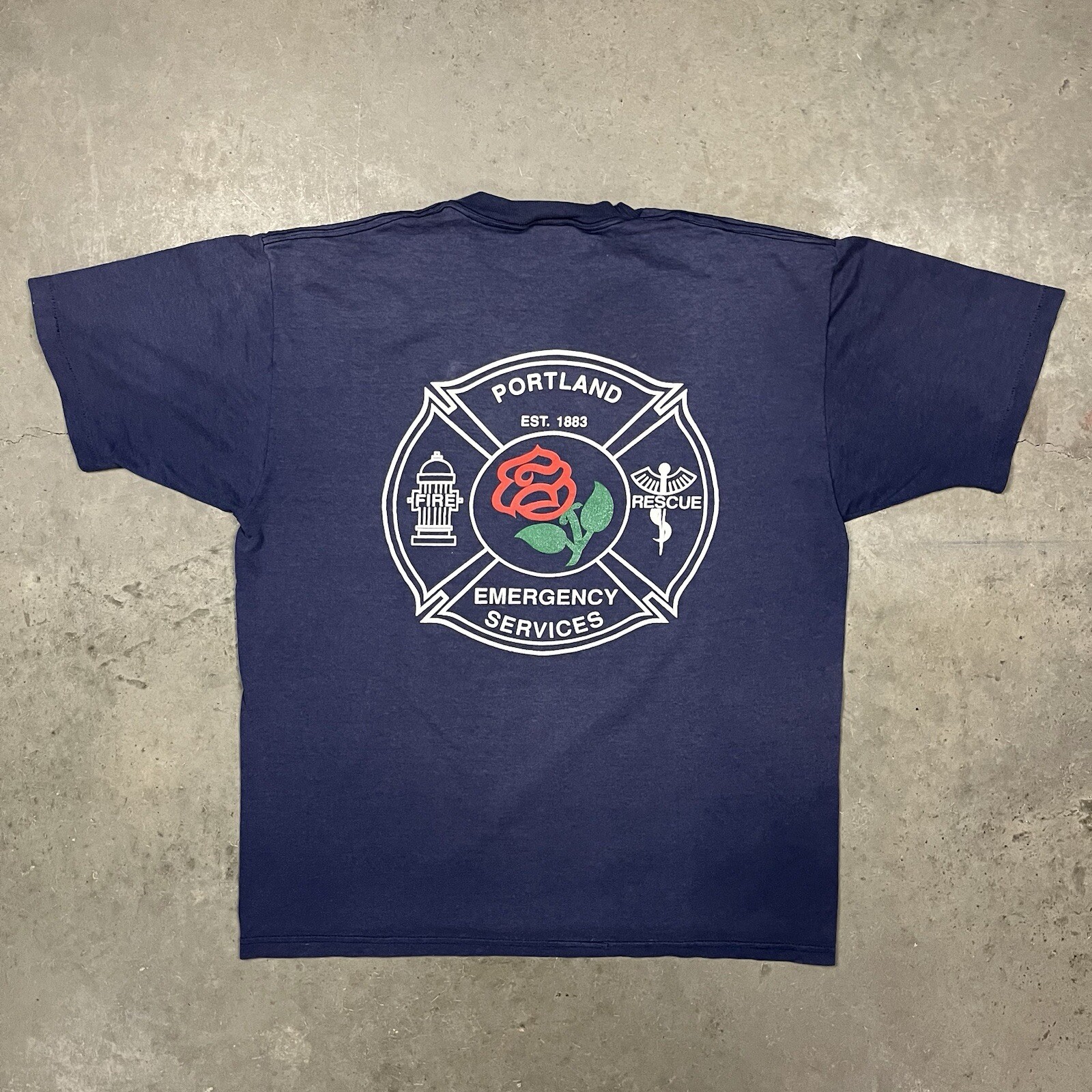 Vintage 90s Sun Faded Portland EMT Fire Department Gr… - Gem