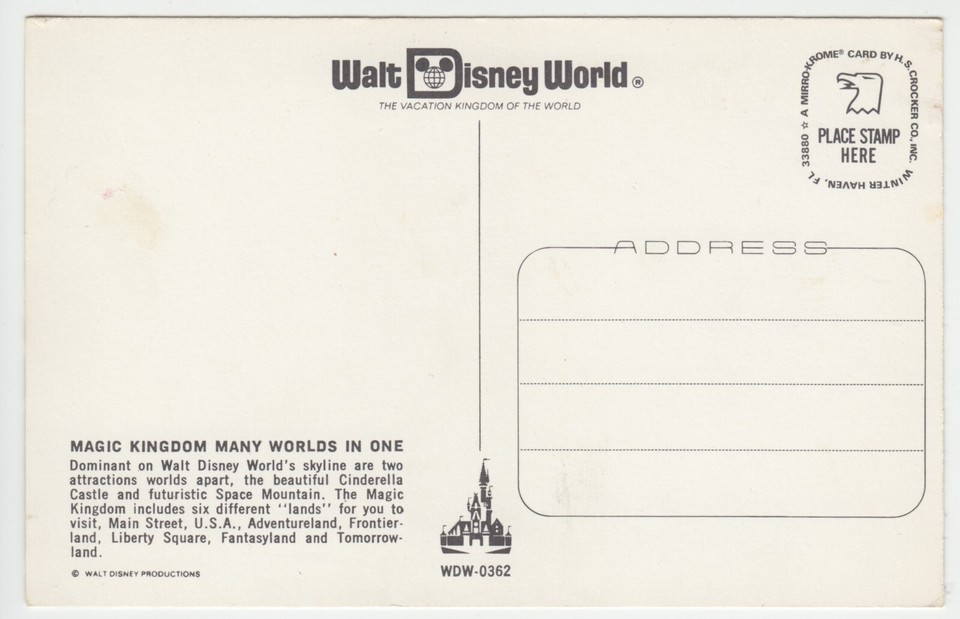 Walt Disney World WDW Magic Kingdom Many Worlds In One Vintage Postcard ...