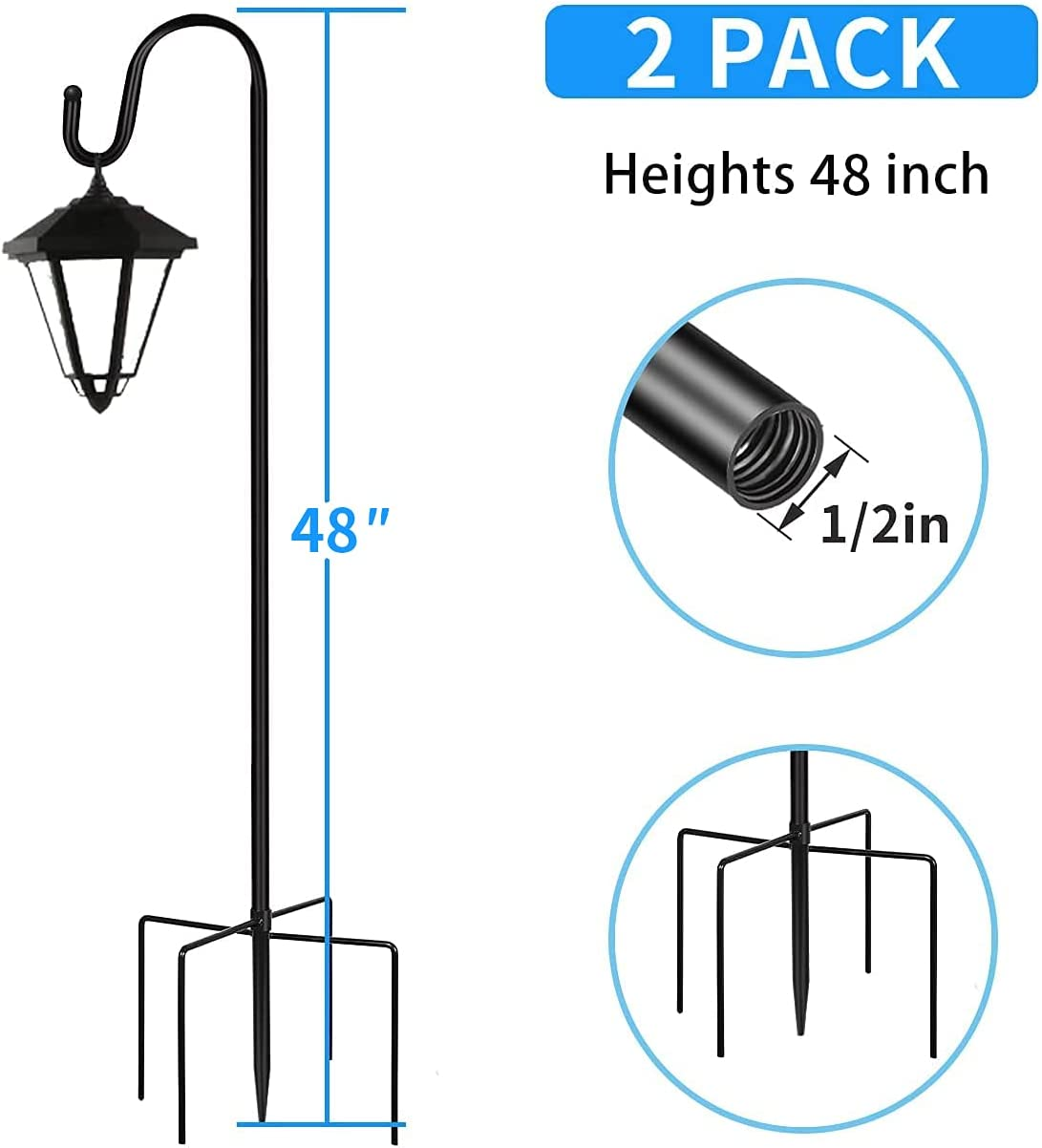 Shepherd Hooks 2 Pack - 48 Inches High 1/2 Inch Thick Adjustable Rust ...